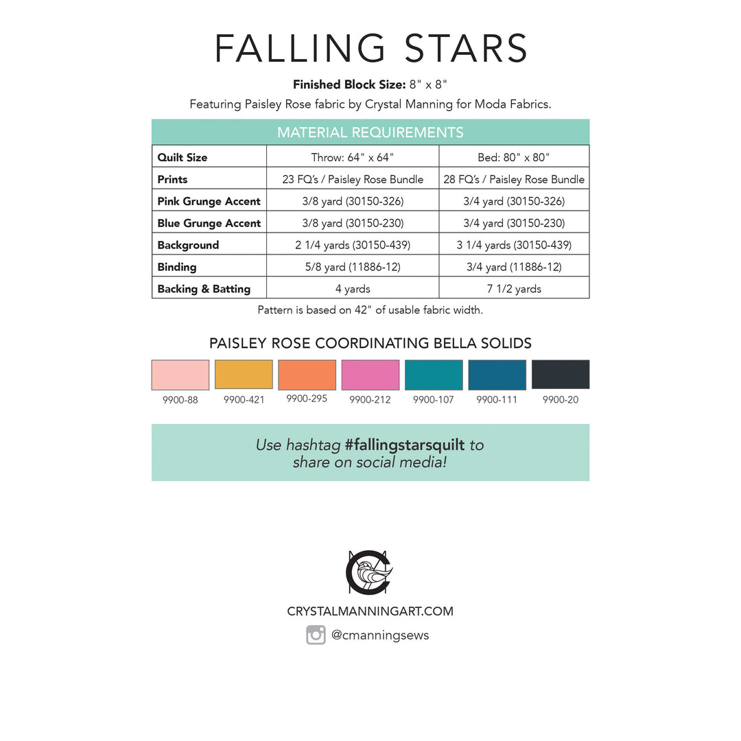 Falling Stars PDF Pattern – Crystal Manning